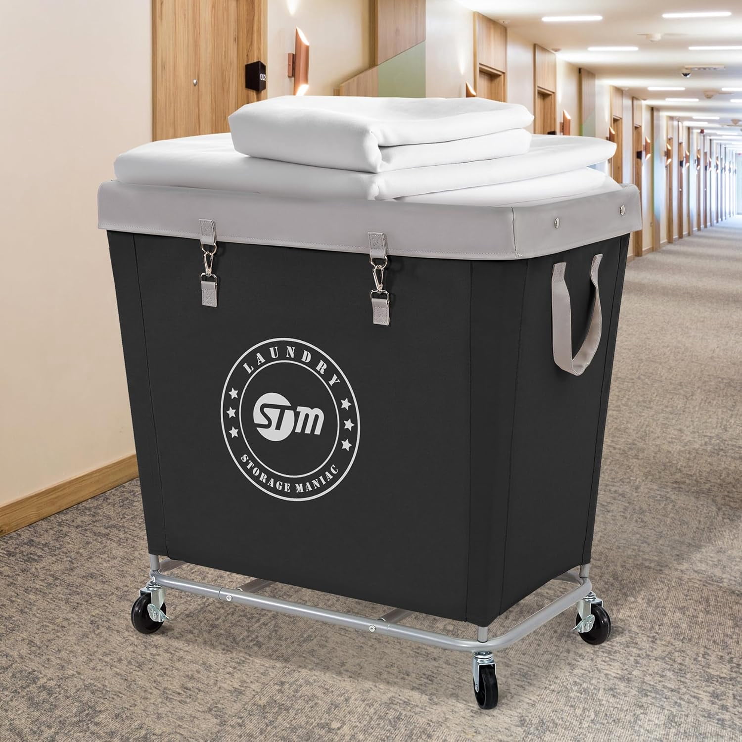Commercial Laundry Hamper with Heavy Duty Steel Frame, 320 L Industrial ...