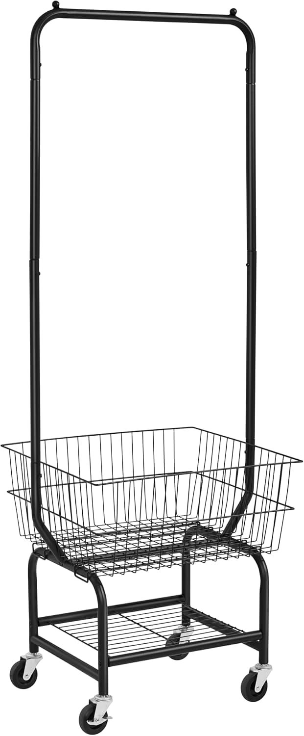 Commercial Laundry Hamper with Wheels, Rolling Wire Laundry Cart, Metal ...