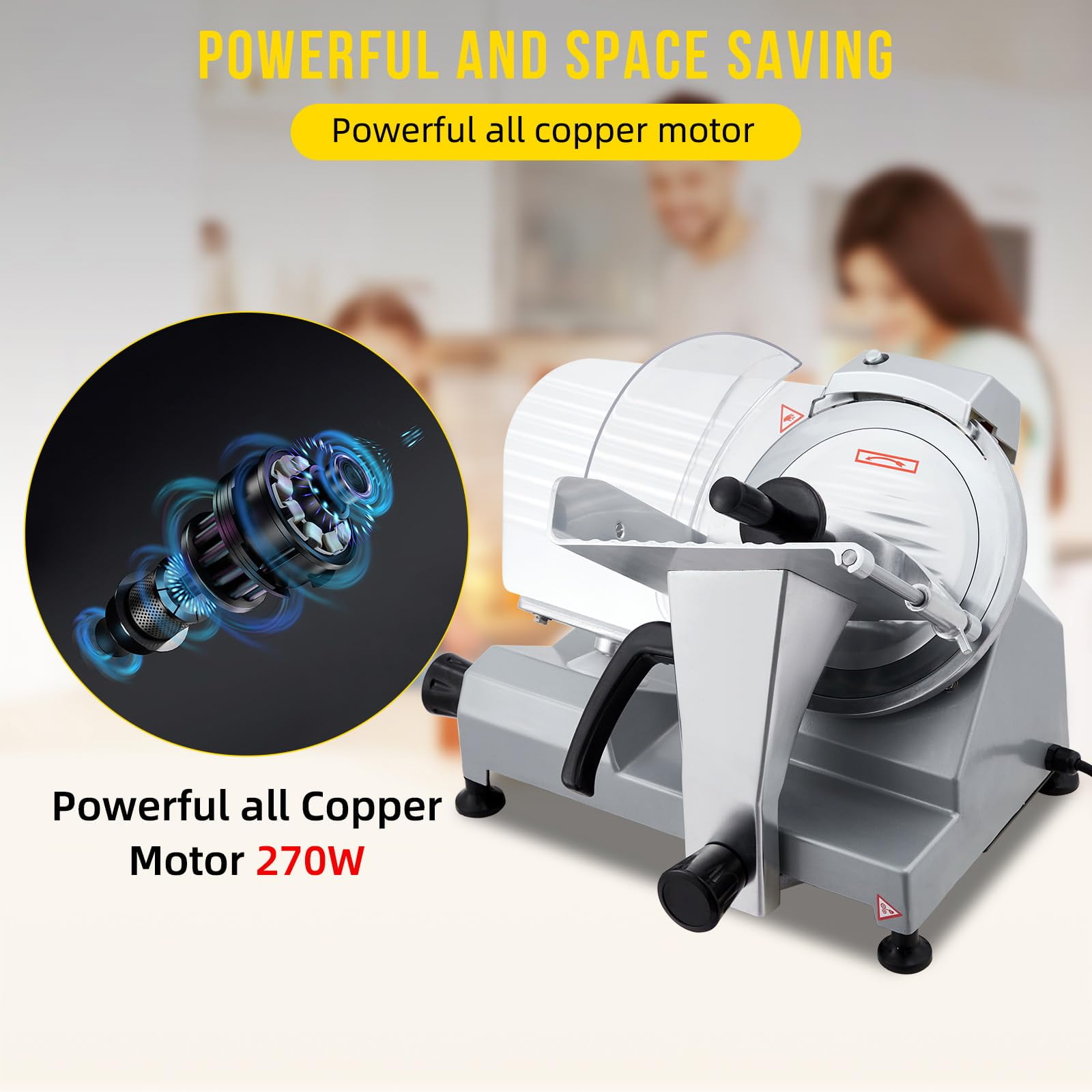 Commercial Meat Slicer,210W High Power Pure Copper Motor,Semi-Automatic ...