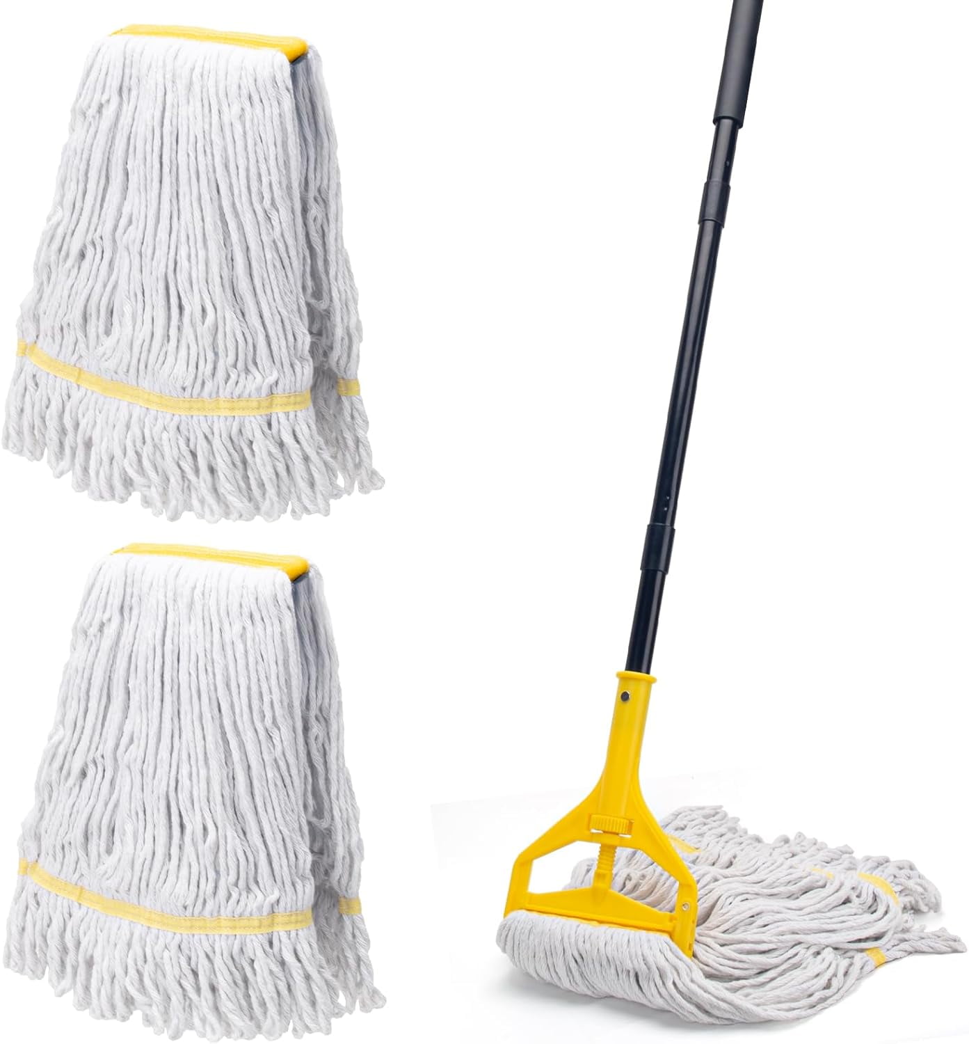Commercial Mop with 3 Extra Large Replacement Heads,59" Long Handle ...