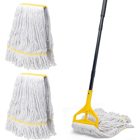 Commercial Mop with 3 Extra Large Replacement Heads,59" Long Handle ...