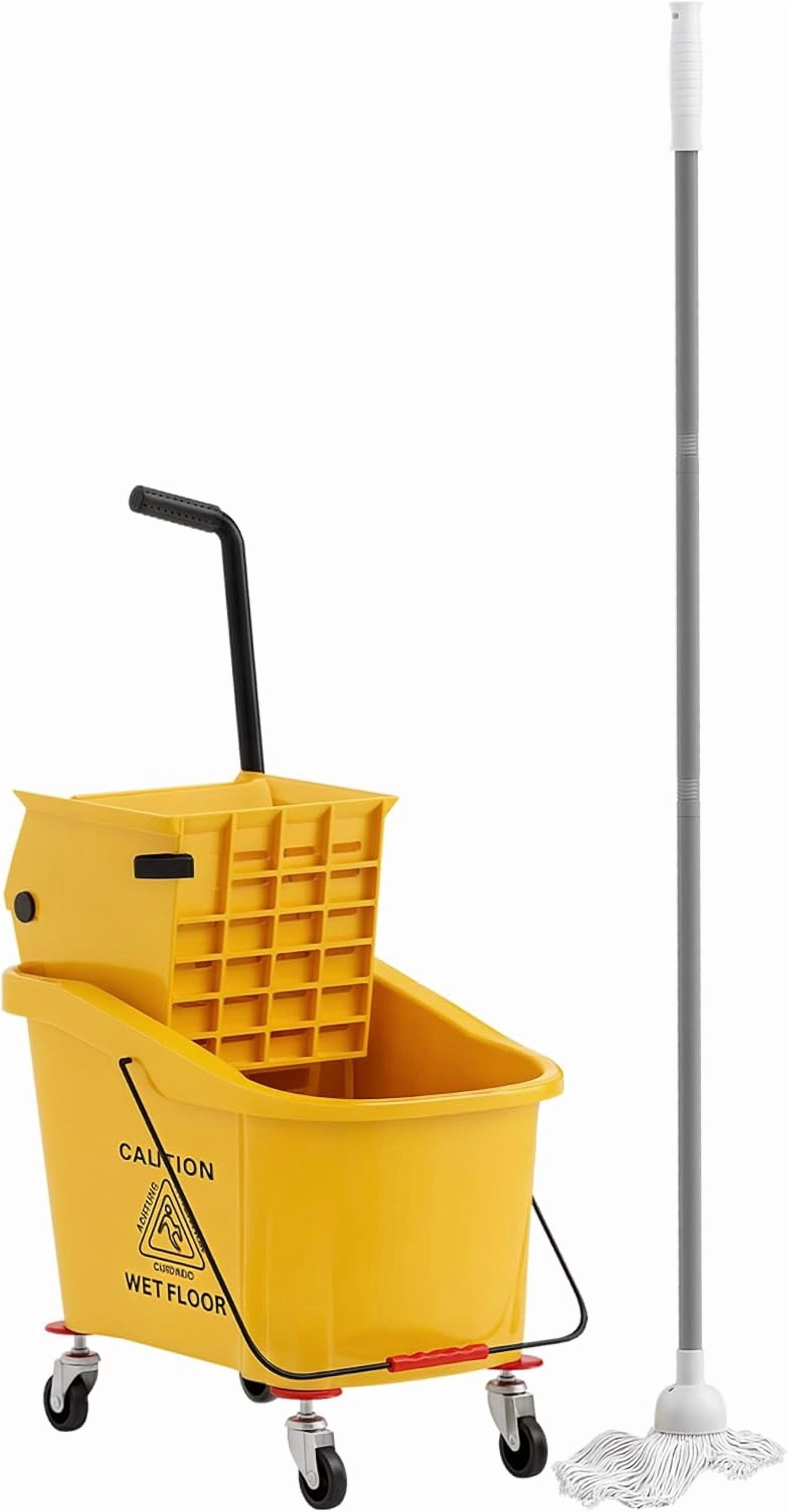 Commercial Mop Bucket with Side Press Wringer on Wheels for Floor ...