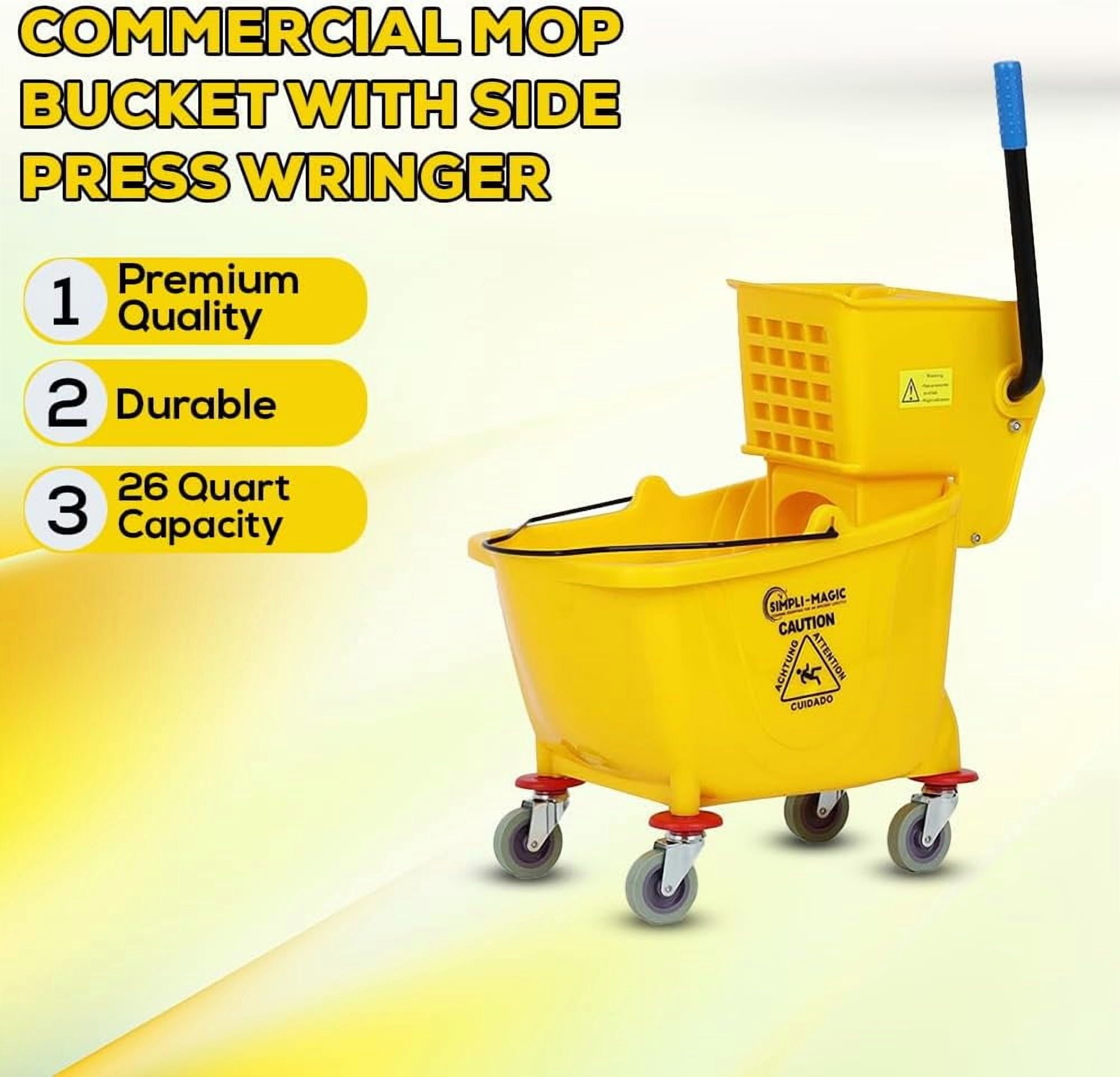 Mop Bucket with Side Press Wringer, 26 Quart, Yellow - Walmart.com