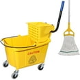 Commercial Mop Bucket with Side Press Wringer on Wheels, 35Qt,Yellow ...