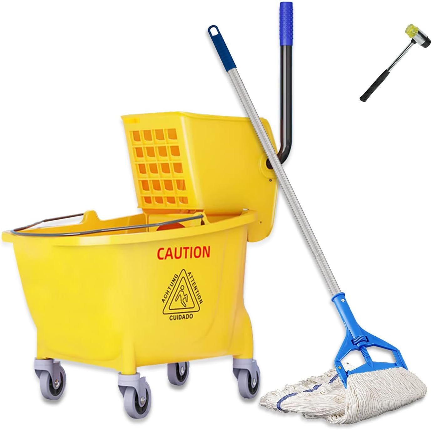 Commercial Mop Bucket with Side Press Wringer on Wheels with Industrial ...