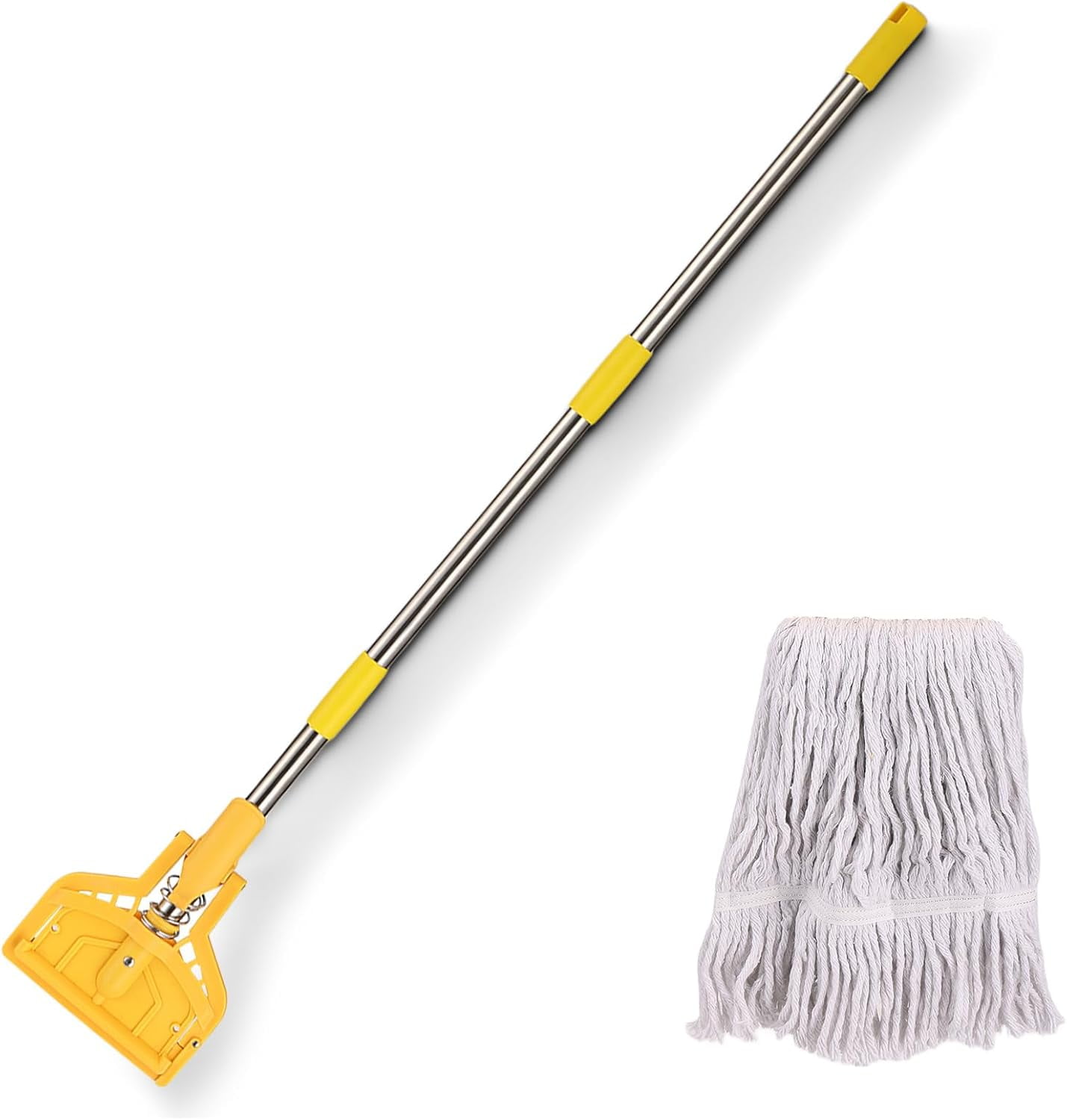 Commercial Mop, Heavy Duty Industrial Cotton Mop, 61 inch Long Metal ...