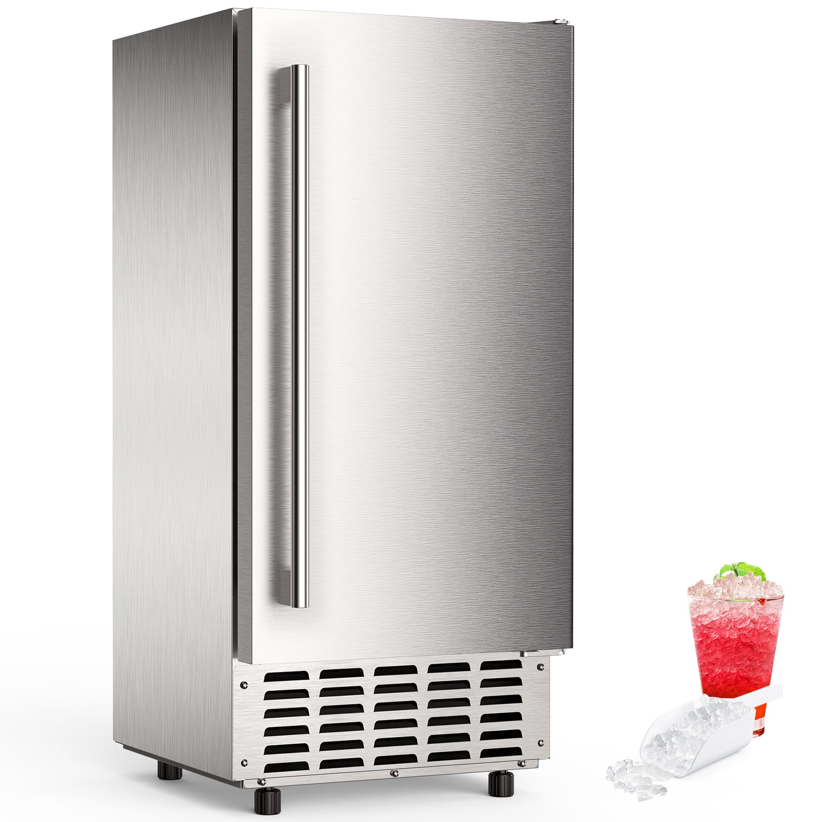 Commercial Nugget Ice Maker, 66lbs/24H Stainless Steel Under Counter ...