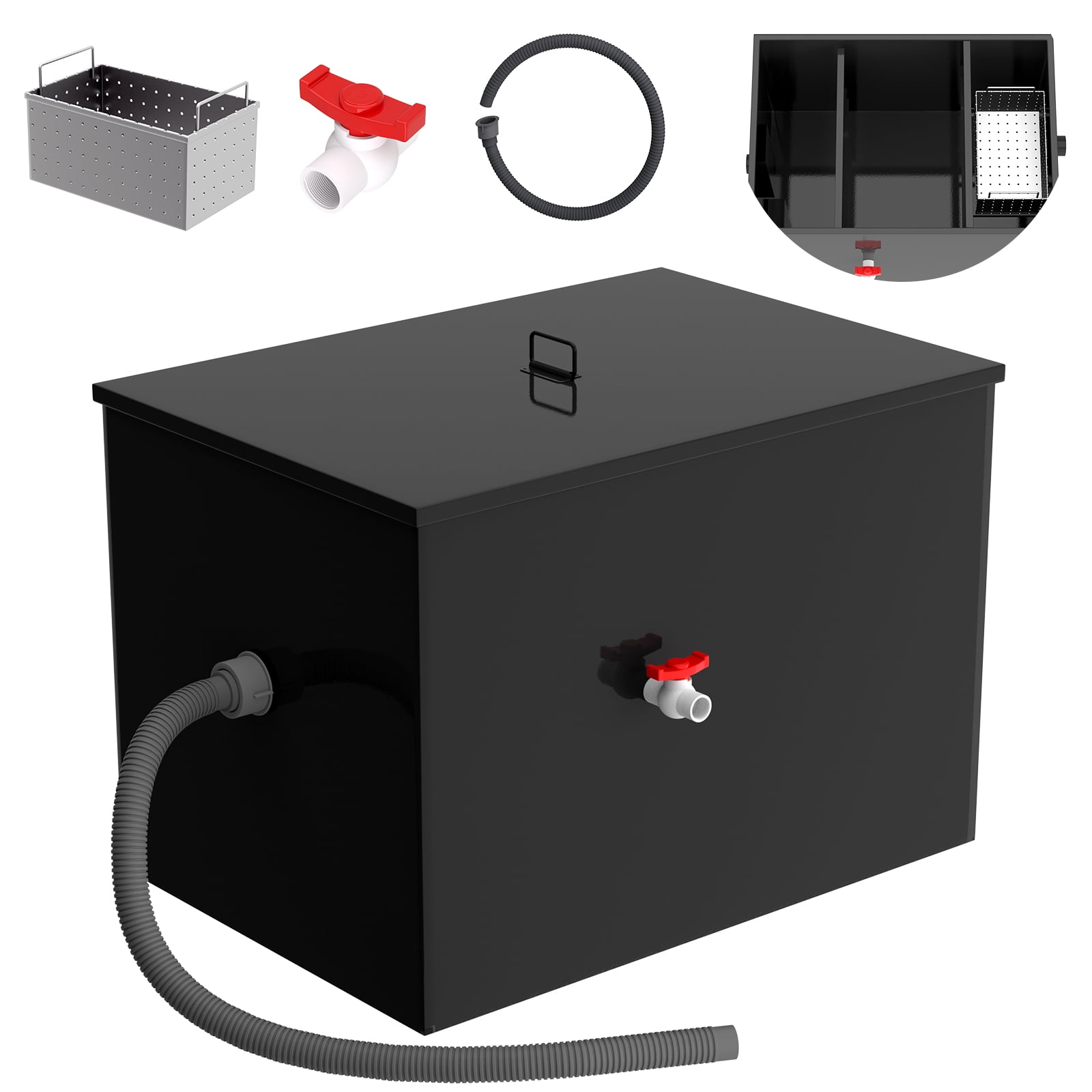 Commercial Oil Trap, 30 lb Capacity, Three-Layer Carbon Steel ...