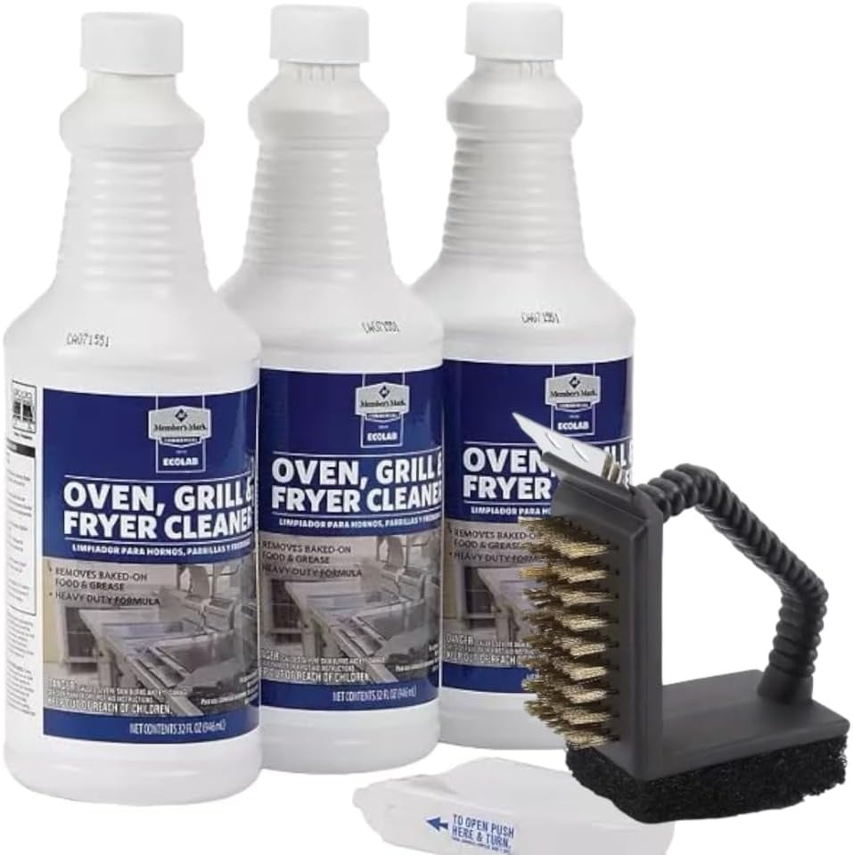 Commercial Oven, Grill and Fryer Cleaner 32 oz, 3 pk Comes 3-in-1 Grill ...