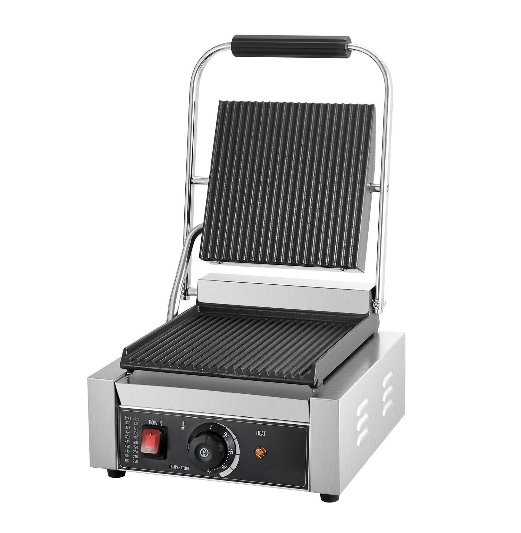 Commercial Panini Grill, 1800W Electric Sandwich Press, Stainless Steel ...