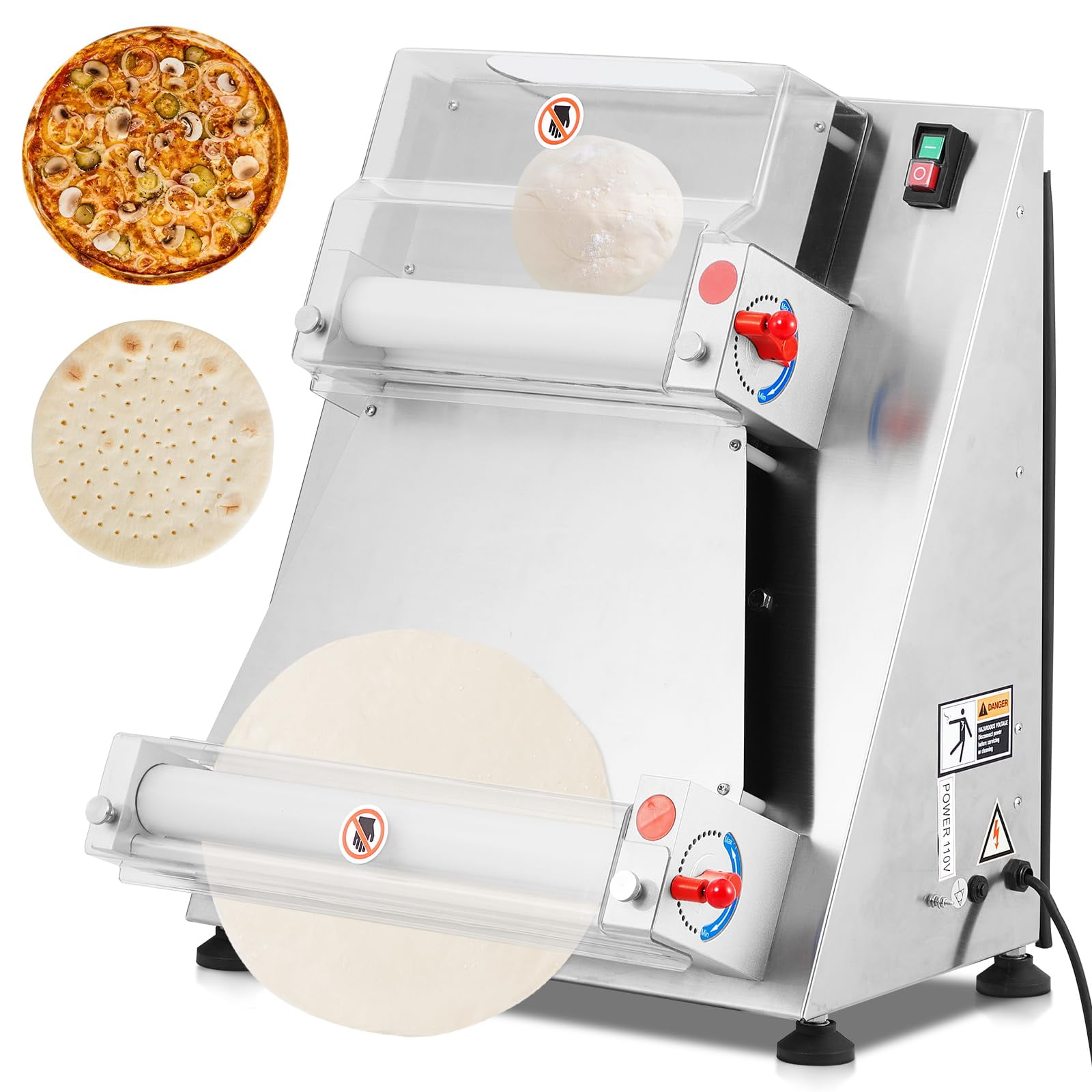 Commercial Pizza Dough Roller Sheeter, Max 16", Automatic 370W Electric ...