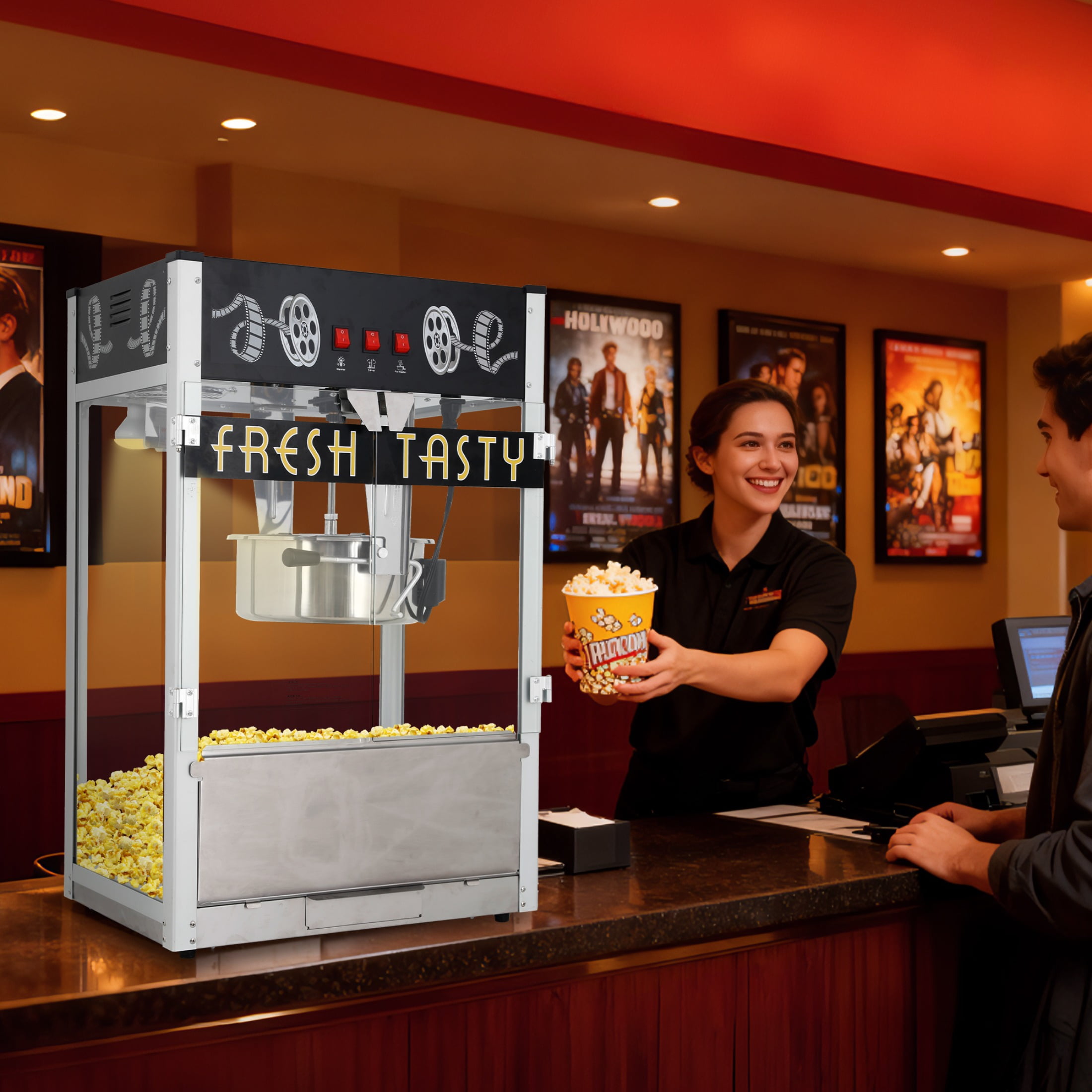 Commercial Popcorn Machine, 30 Oz Kettle, 1600 W, Movie Theater Popcorn ...