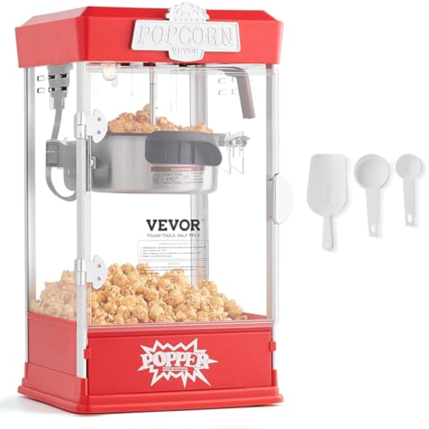 Commercial Popcorn Machine with 4oz Kettle - 480W Popper Makes 1.5 ...