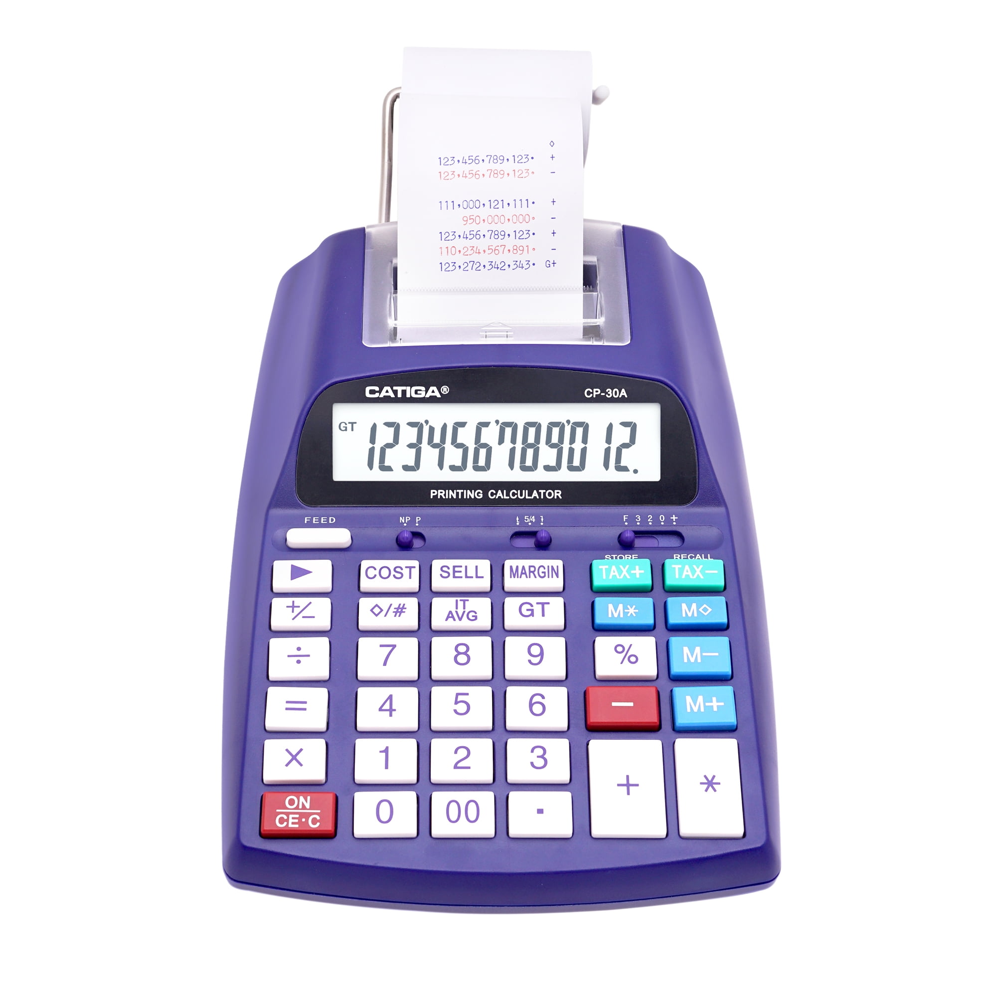 CATIGA 30A Commercial Printing Calculator, 12-Digit LCD, 2.03 Lines/sec, AC Adapter (Purple ...