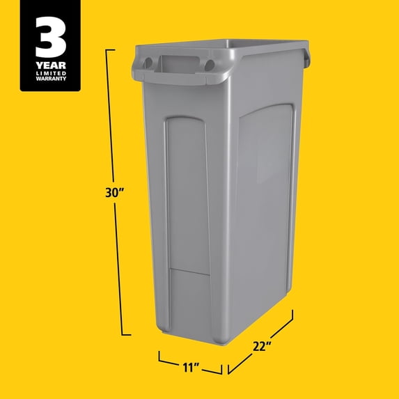 Commercial Products Slim Jim Plastic Rectangular Trash/Garbage Can with ...