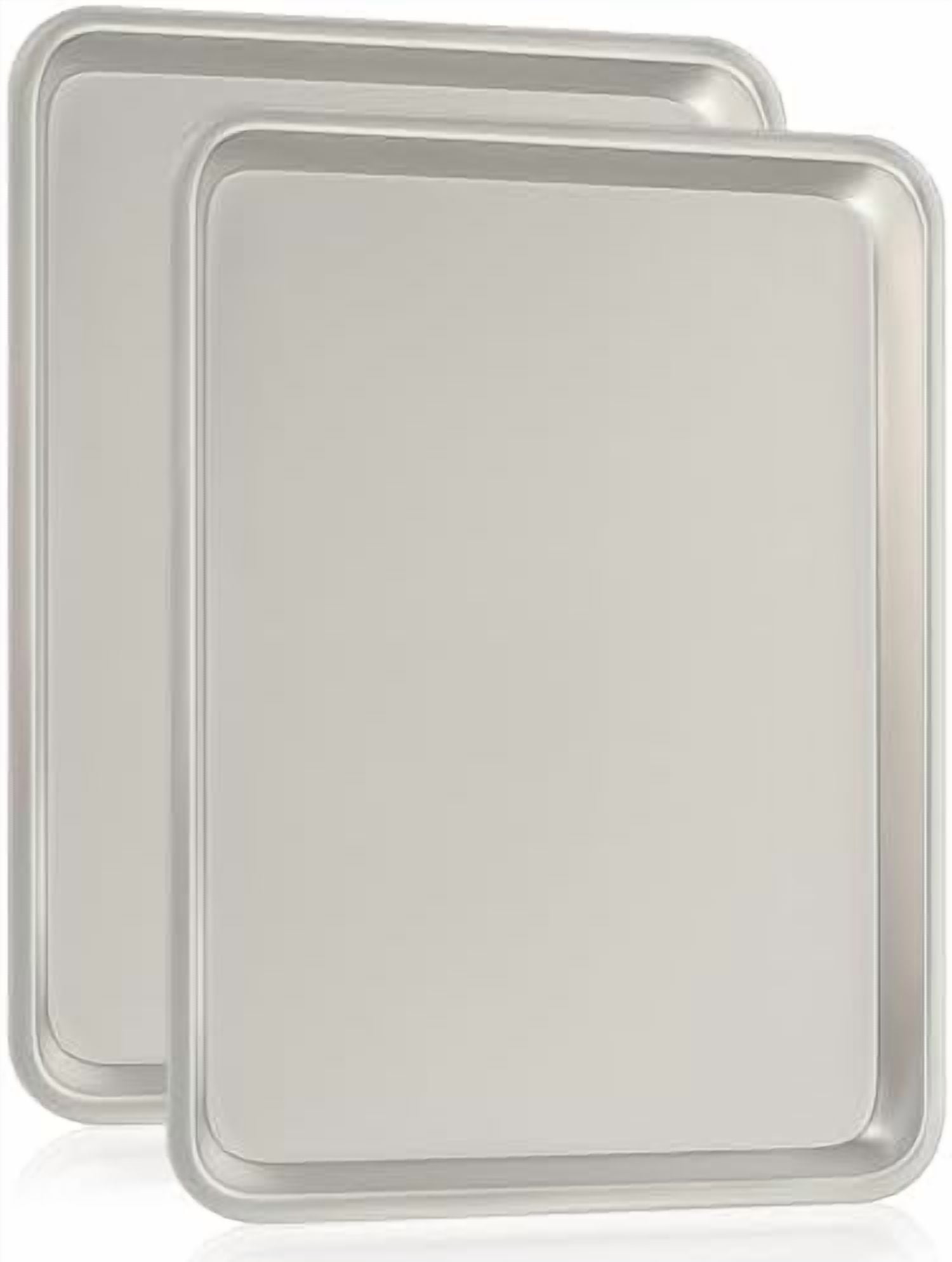 Commercial Quality Baking Sheet Pan Set, Natural Aluminum Cookie Sheet, Encapsulated Galvanized ...