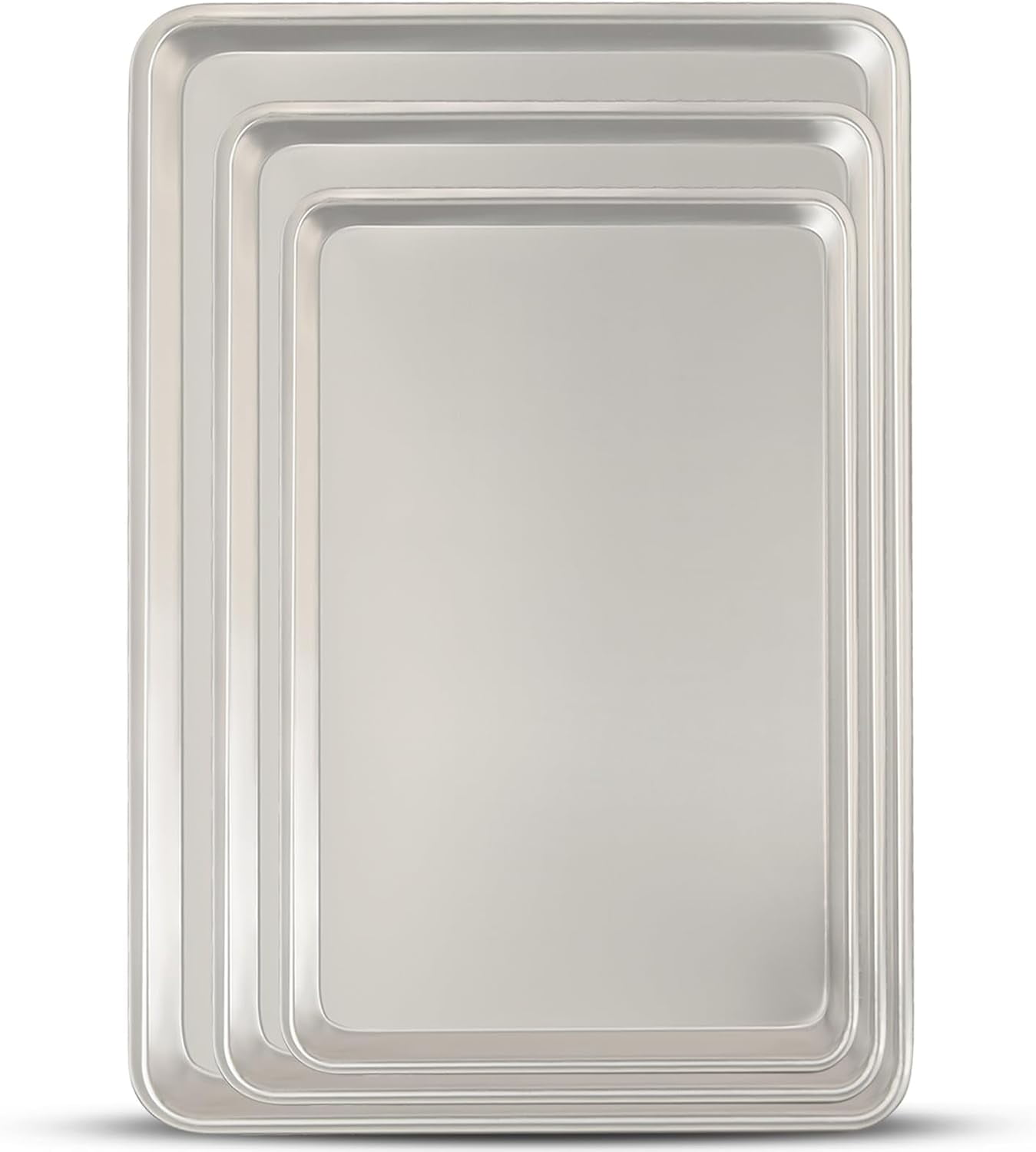 Commercial Quality Baking Sheet Pan Set, Natural Aluminum Cookie Sheet ...