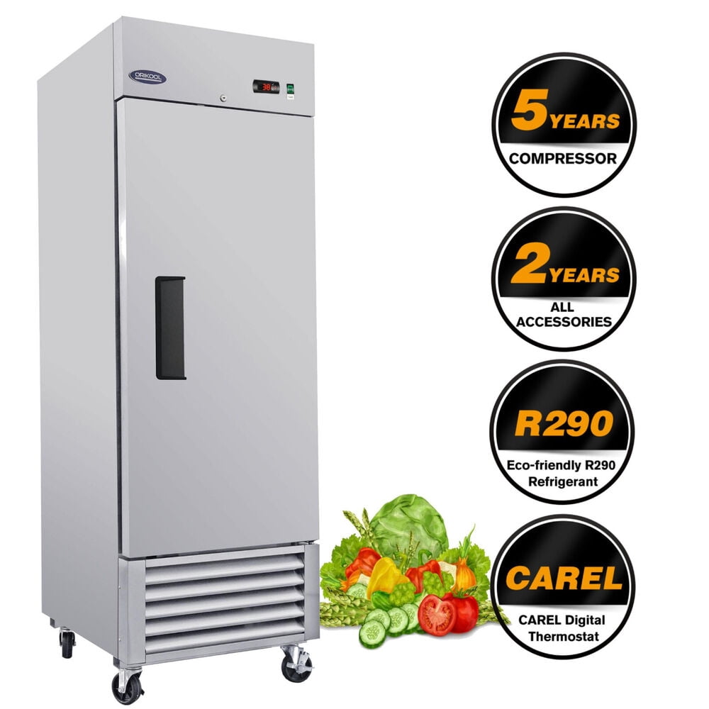Commercial Reach-in Refrigerator Upright Stainless Steel Solid Door 23 ...