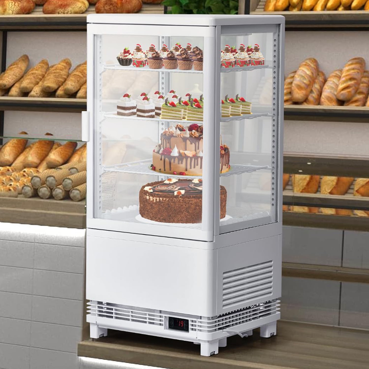 Commercial Refrigerator, 2.8Cu. FT Glass Refrigerator Display Case ...