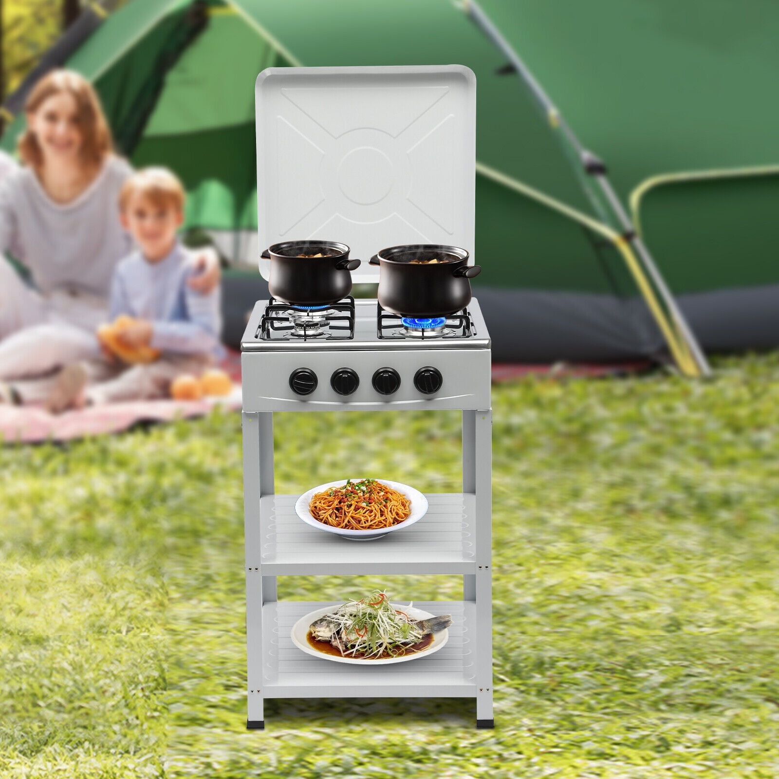 Commercial Restaurant Kitchen Stand 4 Burners Cooking Gas Stove Set ...