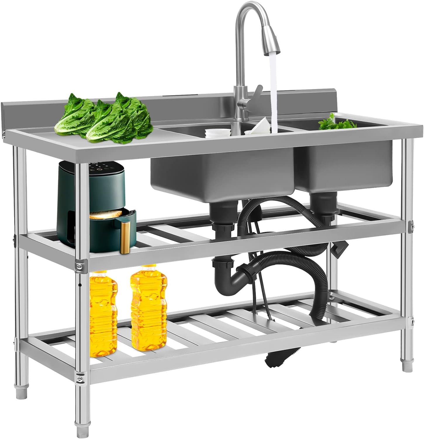 Commercial Restaurant Sink with ,Stainless Steel Utility Sink Free ...