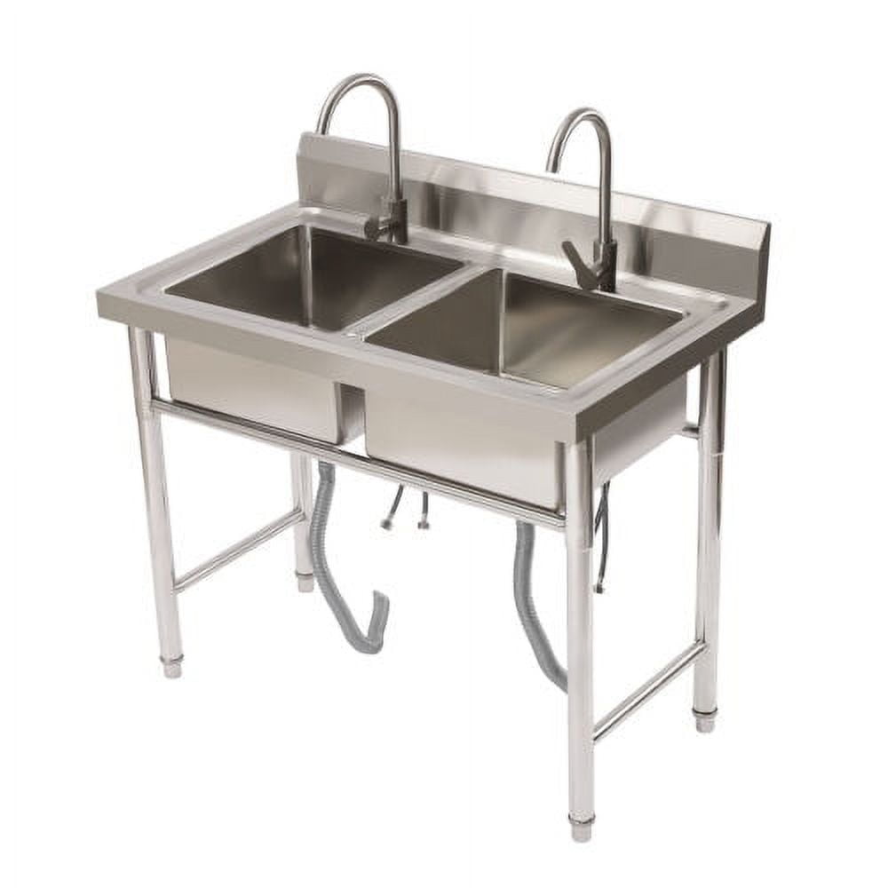 Commercial Restaurant Utility Kitchen Sink Double Compartment Stainless ...