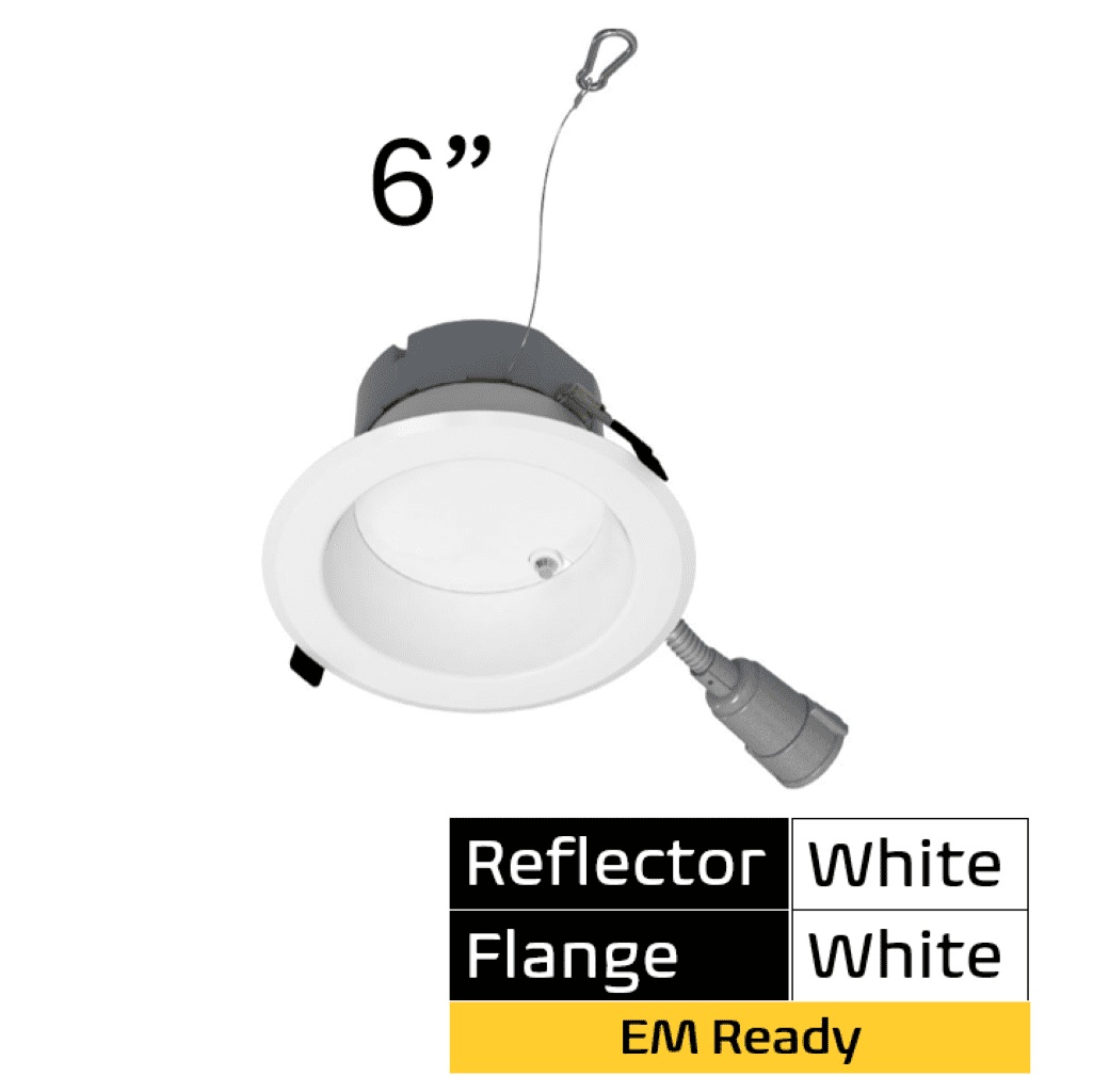 Commercial Retrofit Douwnlight EM Ready 6" Lum & CCT Select Triac/0-10V ...