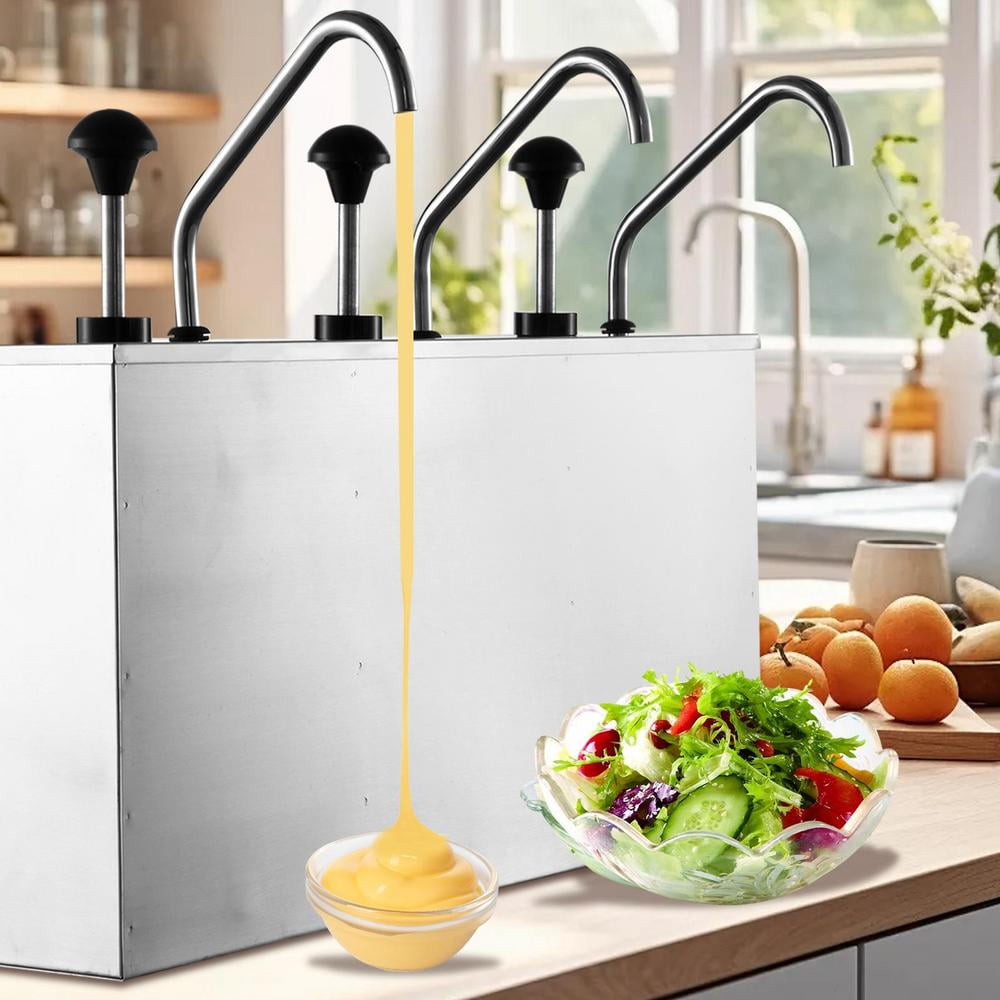 Commercial Sauce Pump Dispenser, 3 Barrels Stainless Steel Condiment ...