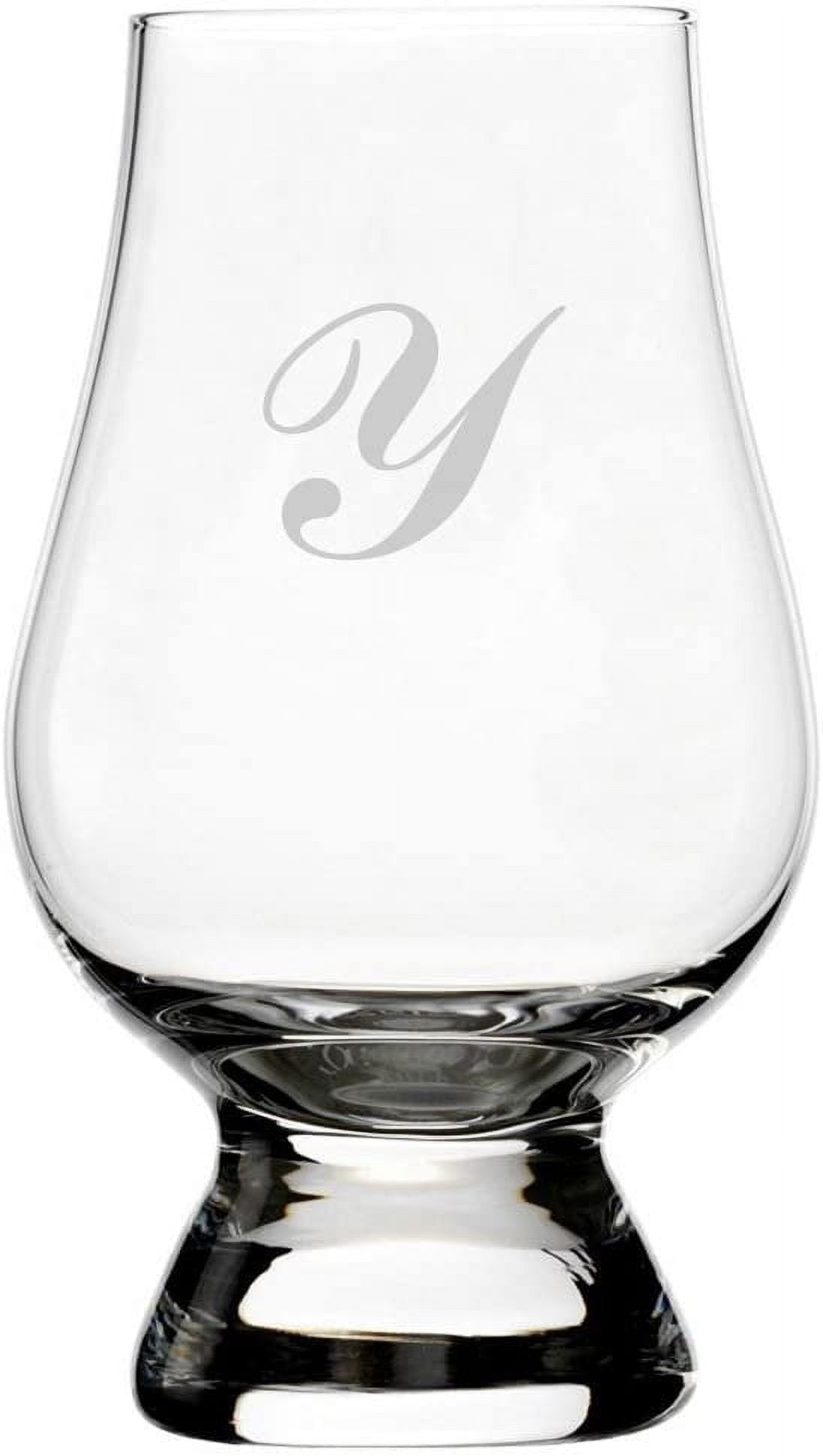Commercial Script Etched Monogram Glencairn Crystal Whisky Glass Letter ...