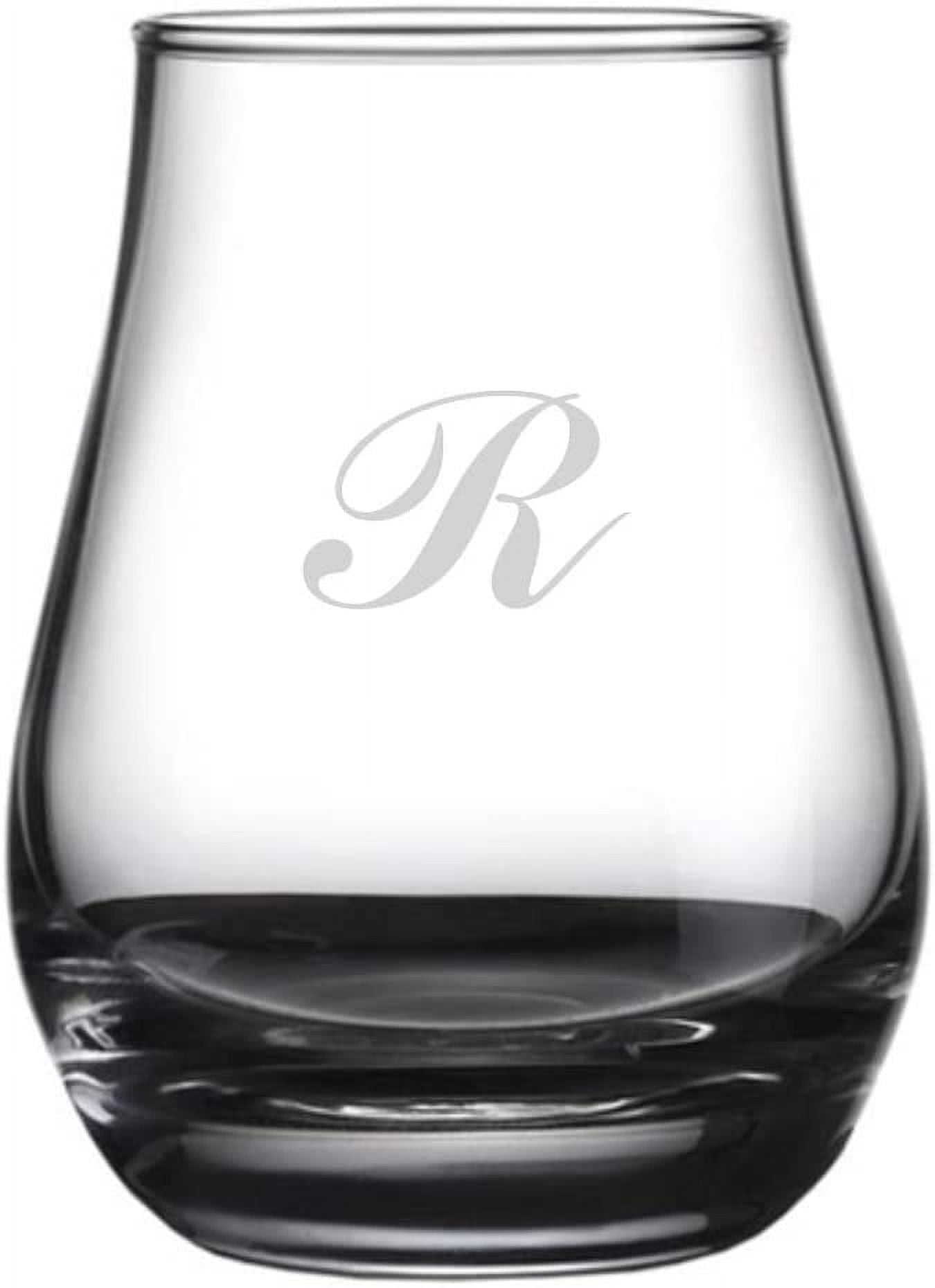Commercial Script Etched Monogram Spey Dram Whisky Tasting Glass Letter ...