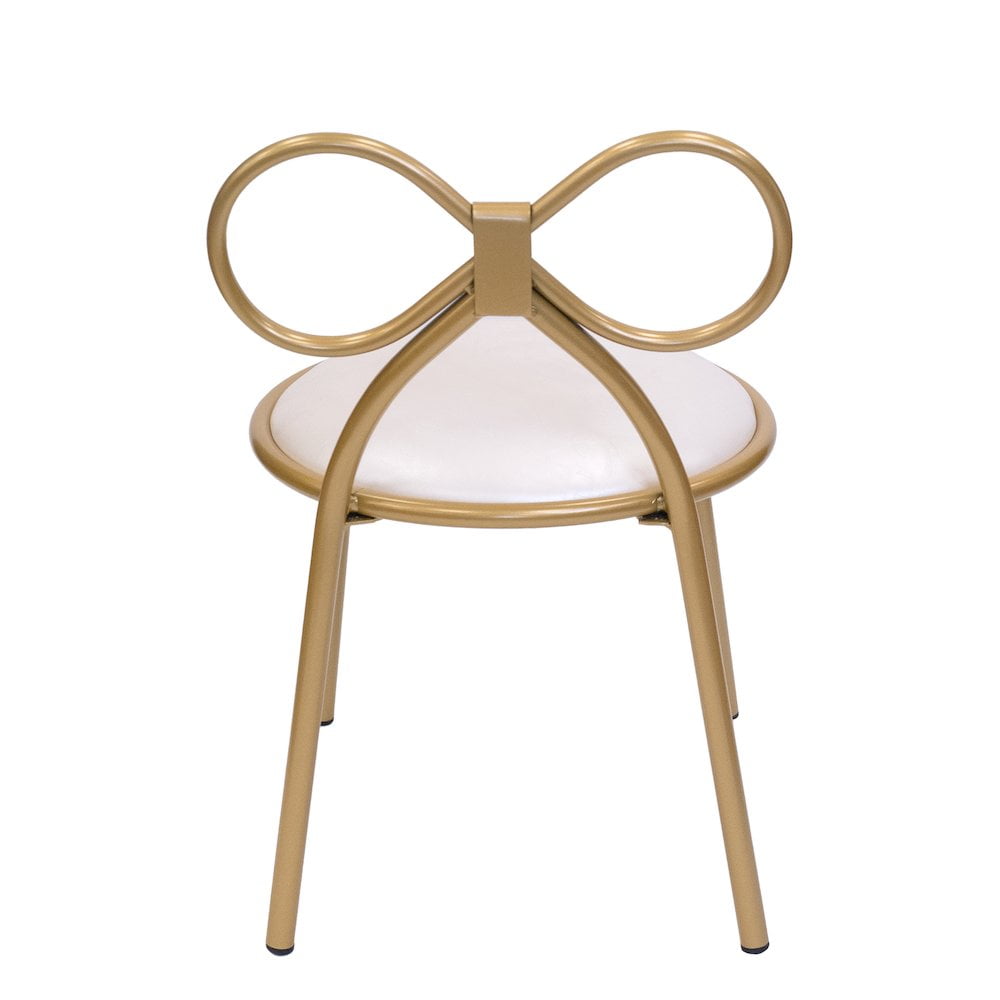 CSP Set Of 4 Metal Kids Bow Chair With Gold Vinyl Seat Cushion ...