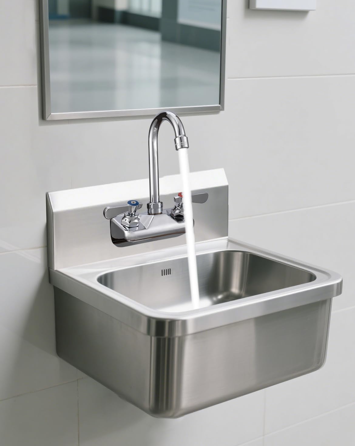 Commercial Sink Faucet Wall Mount 4" Center Hand Sink Faucet - 3-1/2 ...