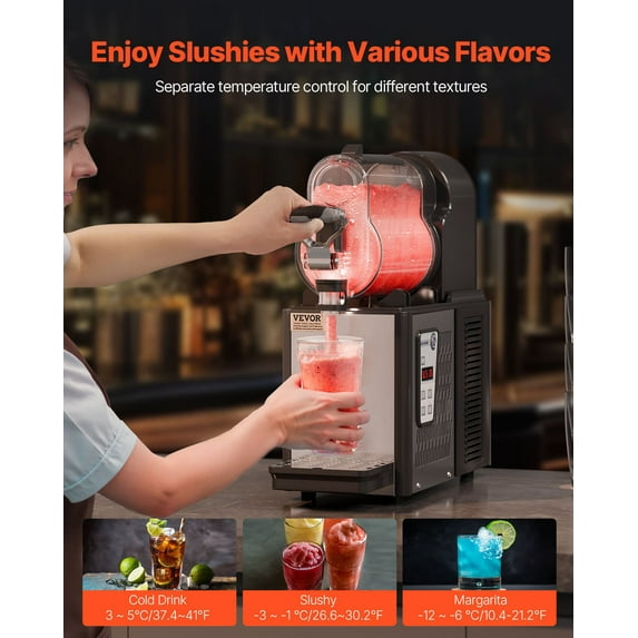 Commercial Slushy Machine, 3L Single Bowl Slush Drink Maker, 330W Drink ...