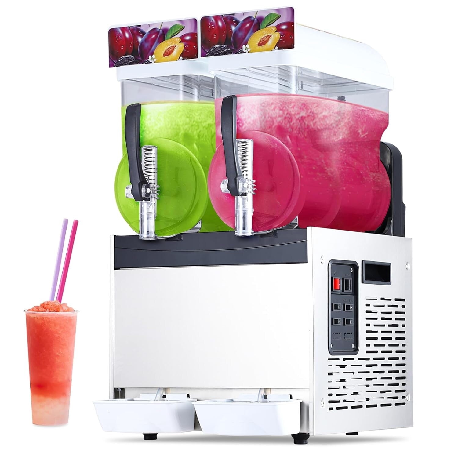 Commercial Slushy Machine, Frozen Drink Smoothie Maker 15L*2 700W ...