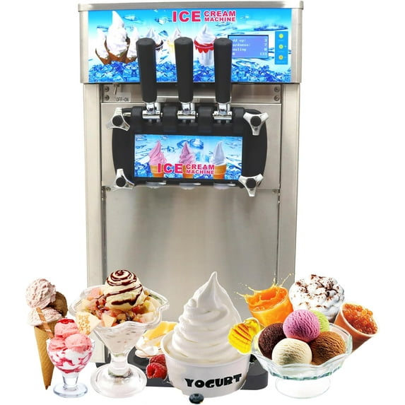 Commercial Soft Serve Ice Cream Machine 3 Flavors Ice Cream Maker with ...