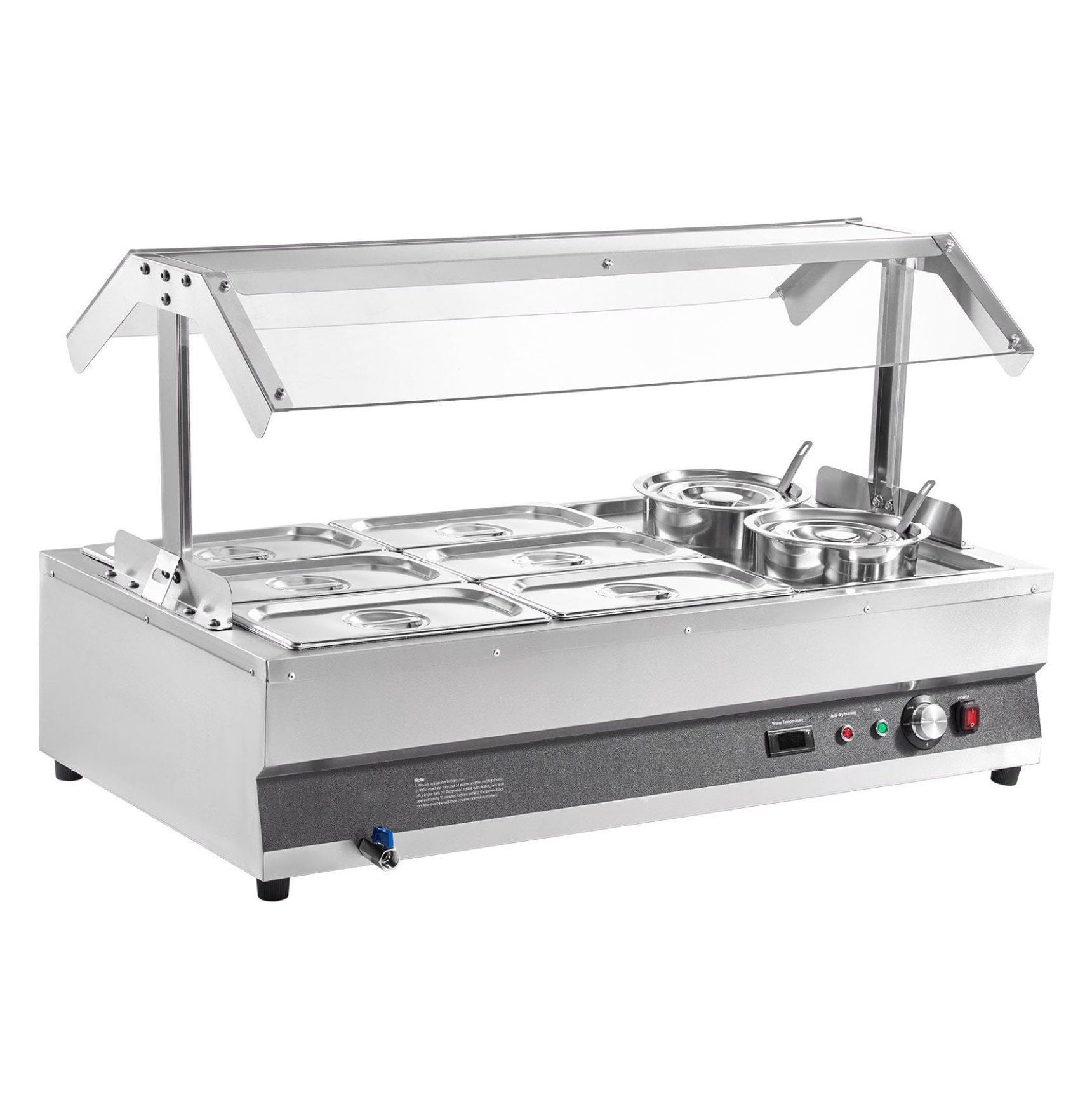 Commercial Soup Warmer 2-Pot & 6-Pan Station - 1500W Electric Buffet ...