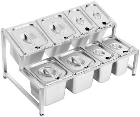 Commercial Spice Rack Set 2-Tier Expandable Spice Rack 8 Pans Spice ...