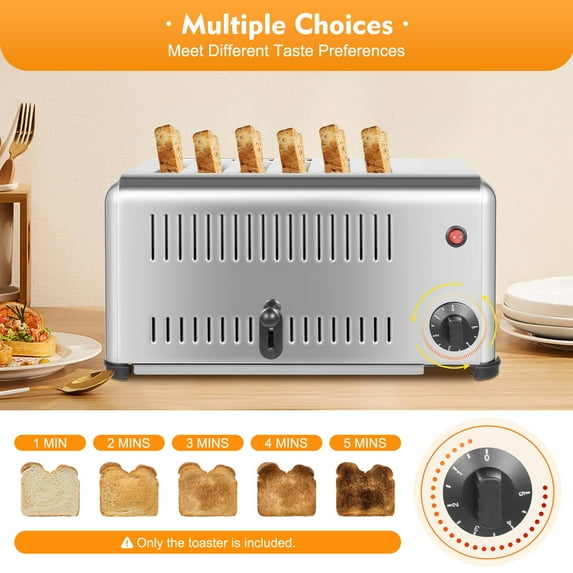 Commercial Stainless Steel Electric 6 Slice Toaster Machine Cool Touch ...
