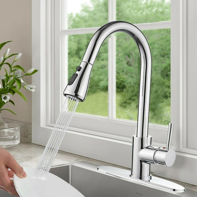 Commercial Single Handle Stainless Steel Kitchen Sink Faucet, Pull Down ...