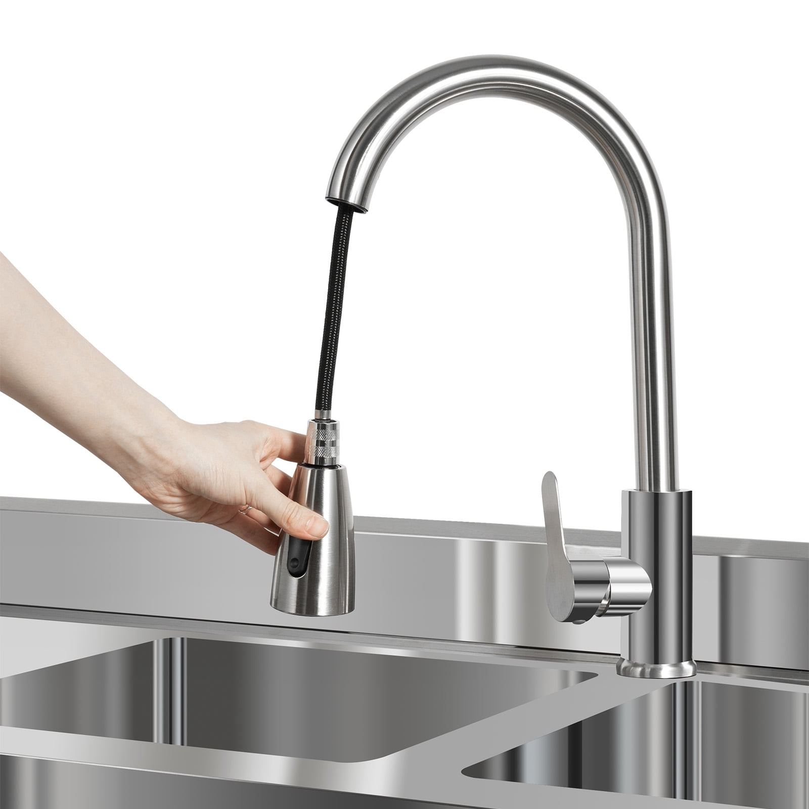 Commercial Stainless Steel Sink Double Basin, 3-Layer Design with Hot ...