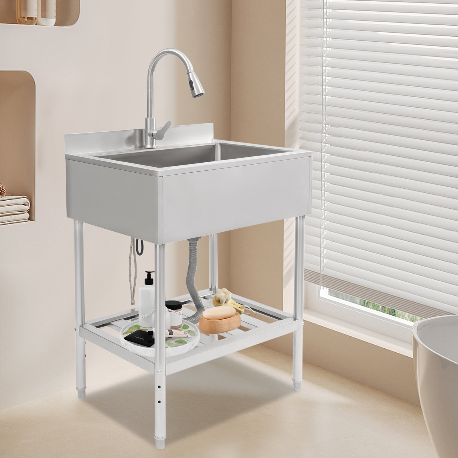 Commercial Stainless Steel Sink Outdoor Single-Bowl Utility Sink Free ...