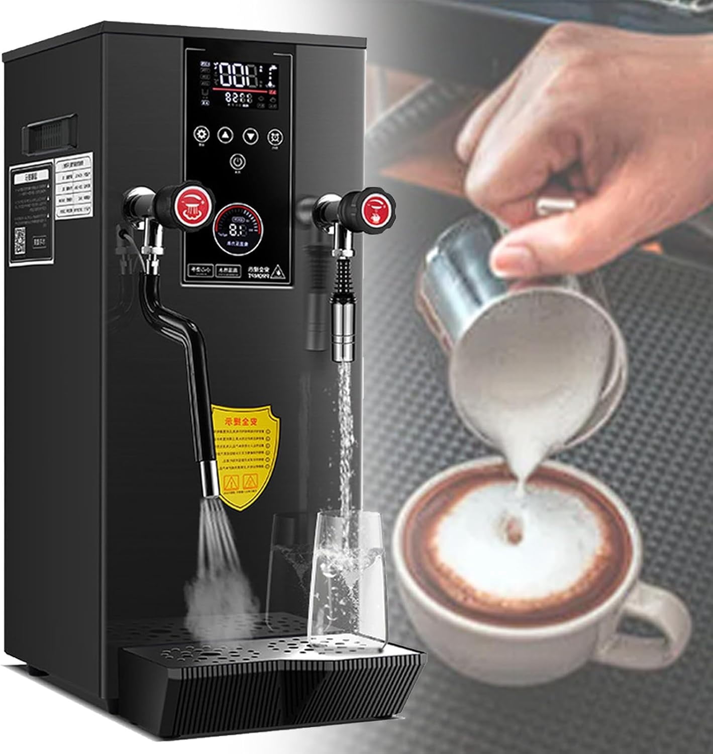 Commercial Steam Milk Frother, 12L Boiling Water Machine, Electric Milk ...