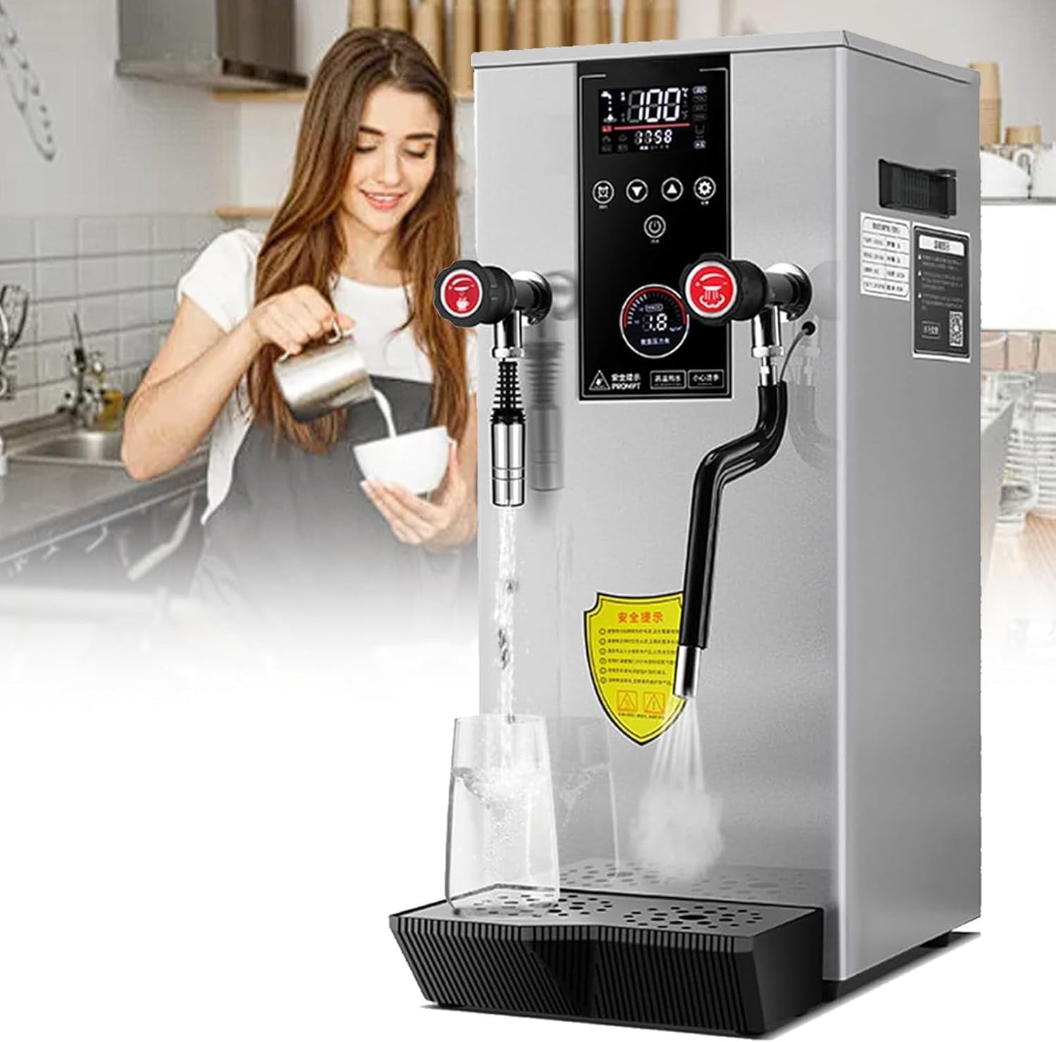 Commercial Steam Milk Frothing Machine, Electric Fully-Automatic Coffee ...