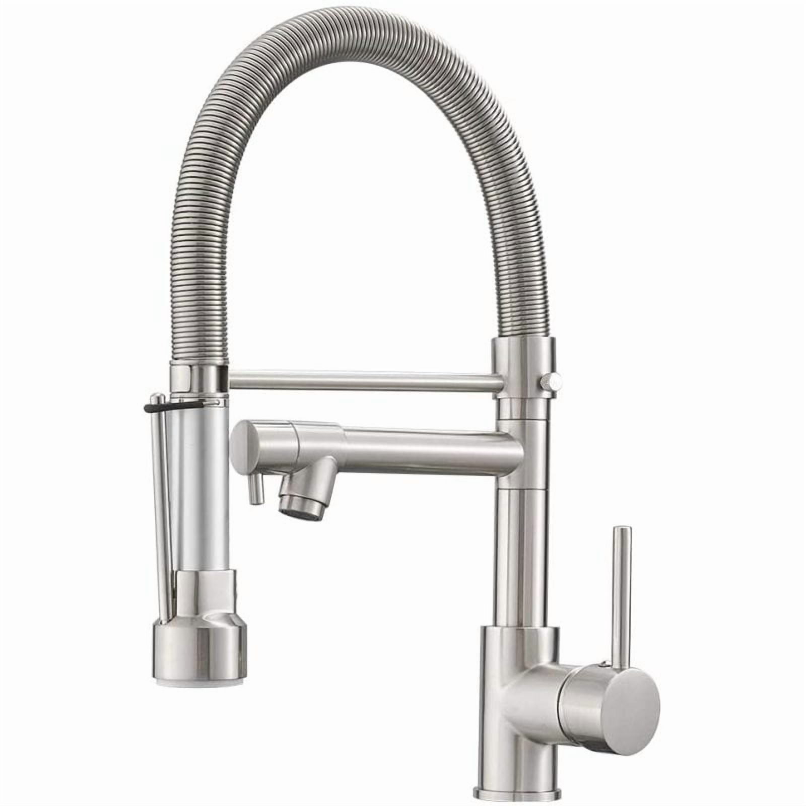 Commercial Style Kitchen Faucet with Pull Down Sprayer, Brushed Nickel ...