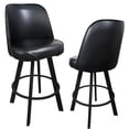 Commercial Swivel Bar Stool 2-Pack, Black PU Leather Bucket Seat with ...