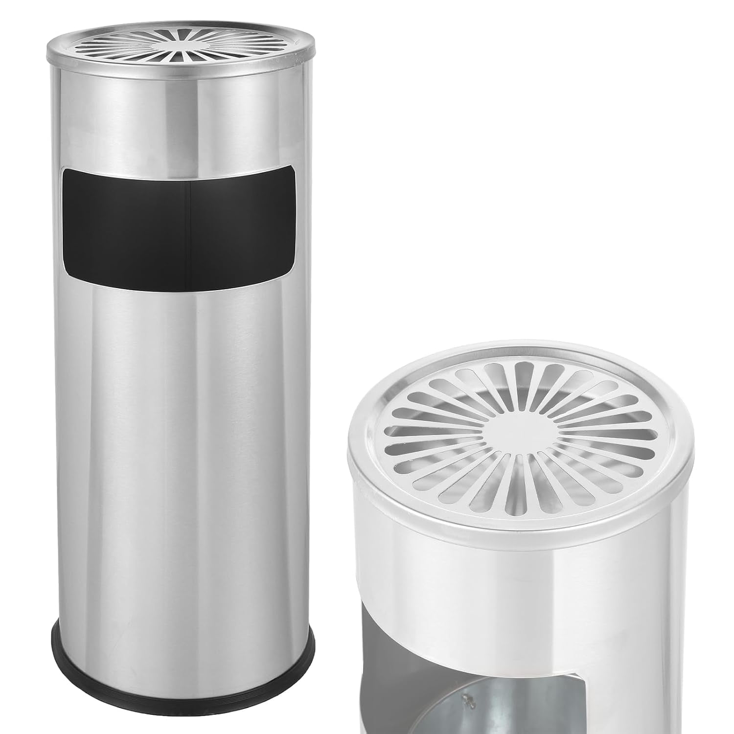 Commercial Trash Can with Lid, Stainless Steel Garbage Can Round, 9.8 ...
