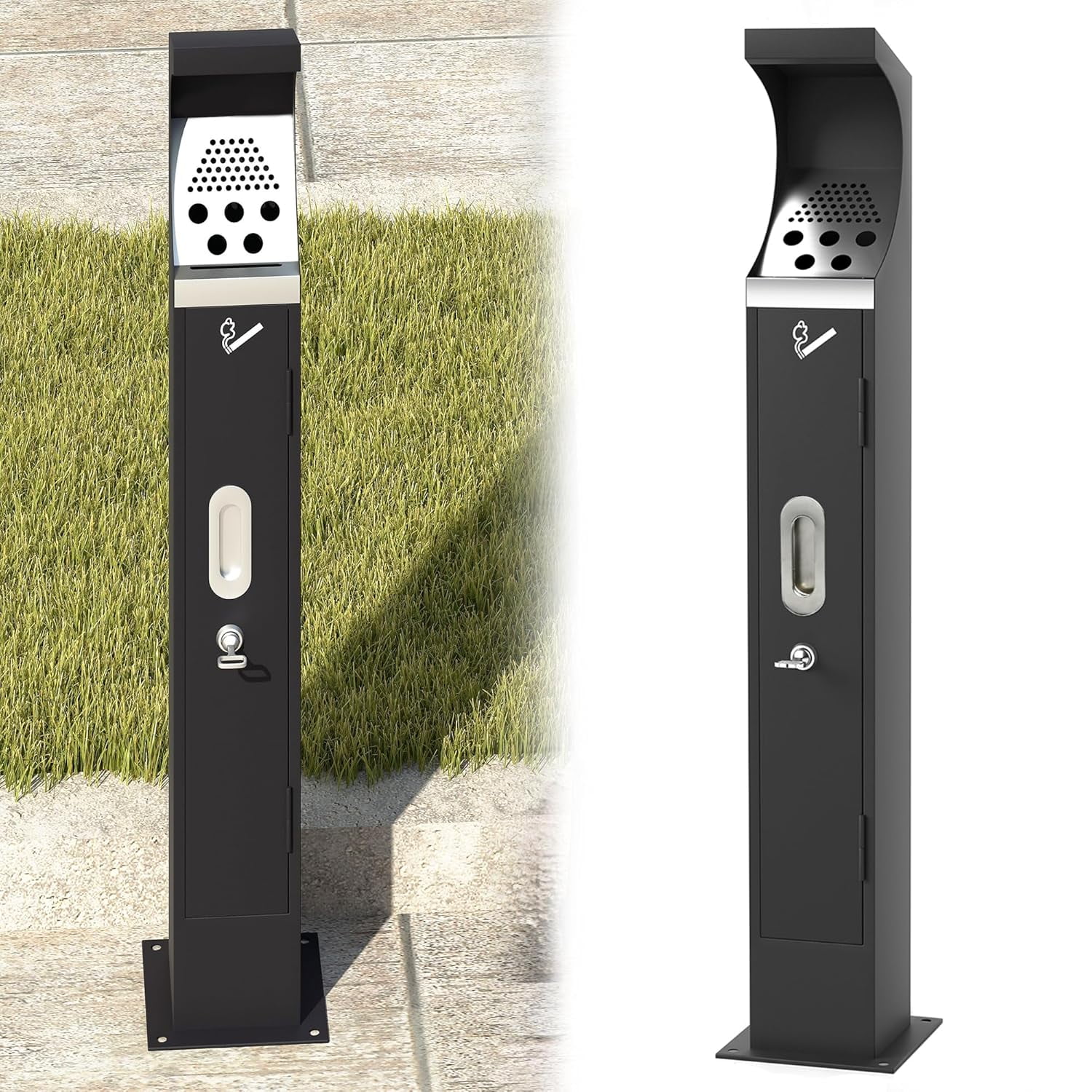 Commercial Trash Receptacle with Lock, Steel Trash Can with Removable ...