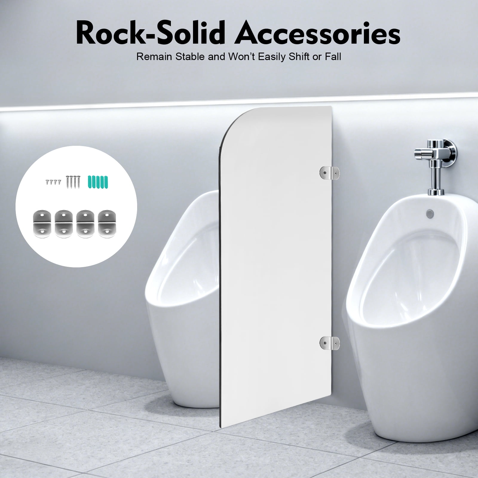 Commercial Urinal Partition Panel 15.75" x 35.43" Light Grey HPL ...