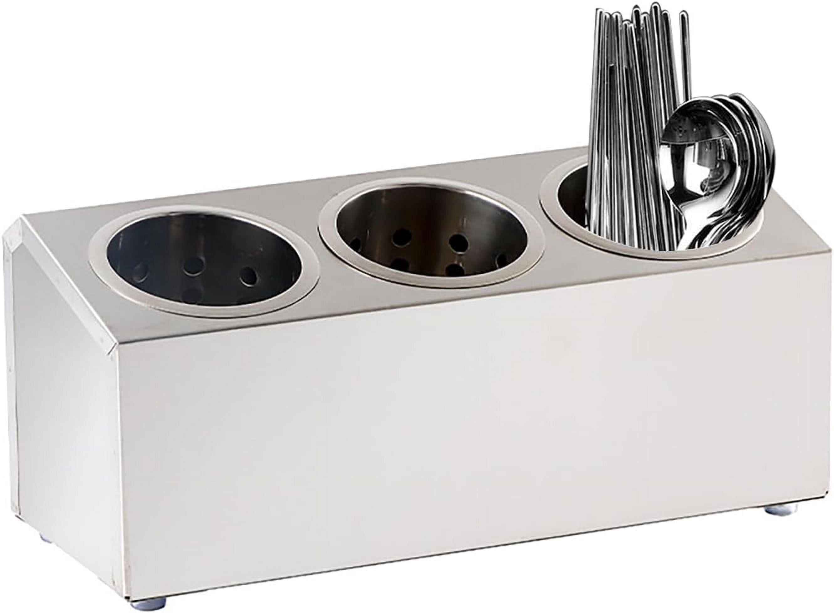 Commercial Utensil Holder, 3 Compartments Stainless Steel Cylinder ...