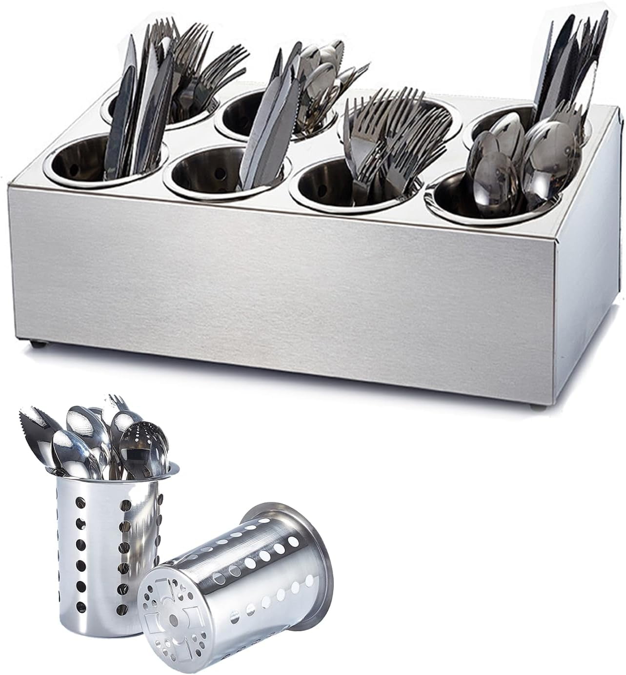 Commercial Utensil Holder for Kitchen Counter, Silverware Organizer 8 ...